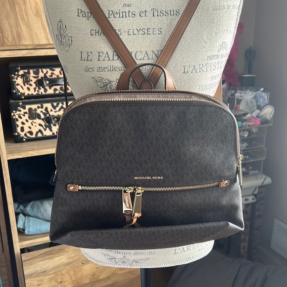 MICHAEL Michael Kors | Bags | Michael Kors Monogram Leather Backpack ...